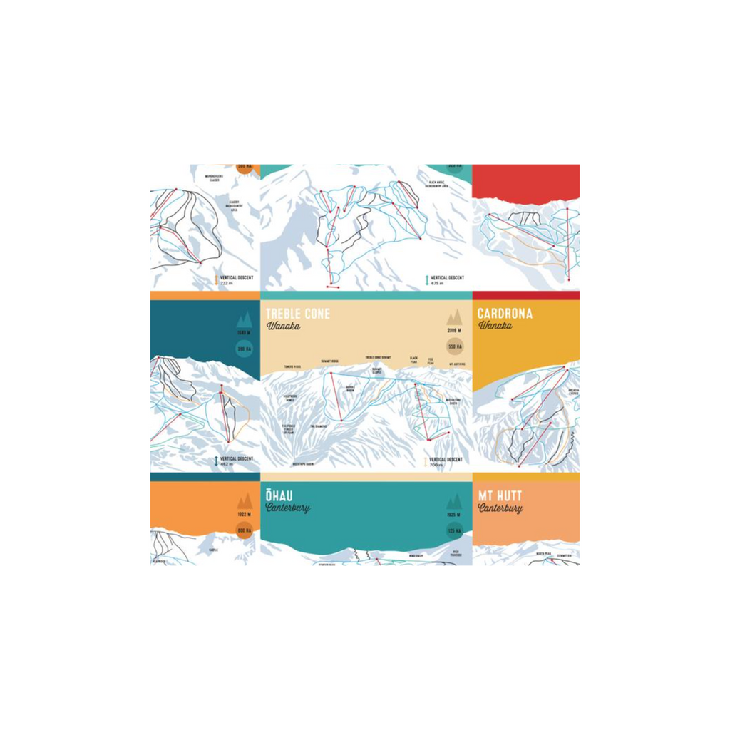 New Zealand Ski Trail Maps Art Print – The Old Schoolhouse NZ